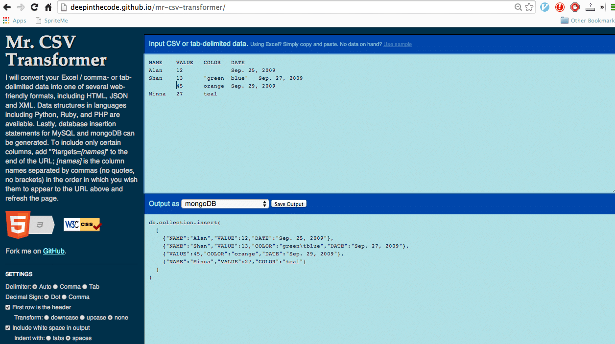 Use Mr. CSV Transformer to Generate MongoDB Insert Statements - Deep in the Code